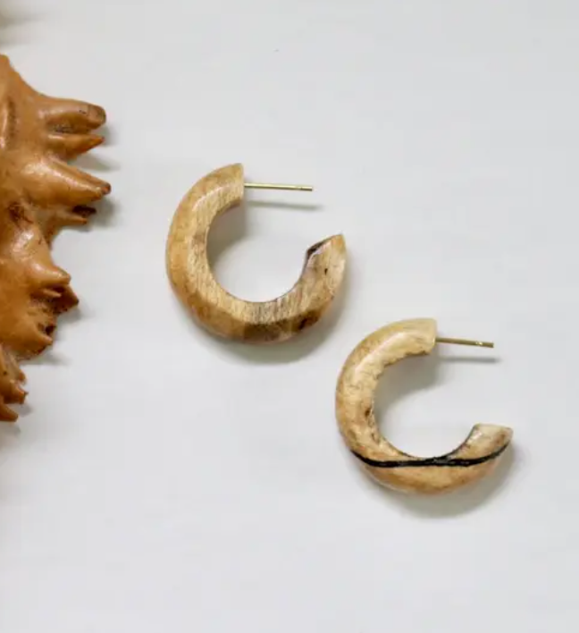 Carrie Hoops in Spalted Maple | Scout & Tag
